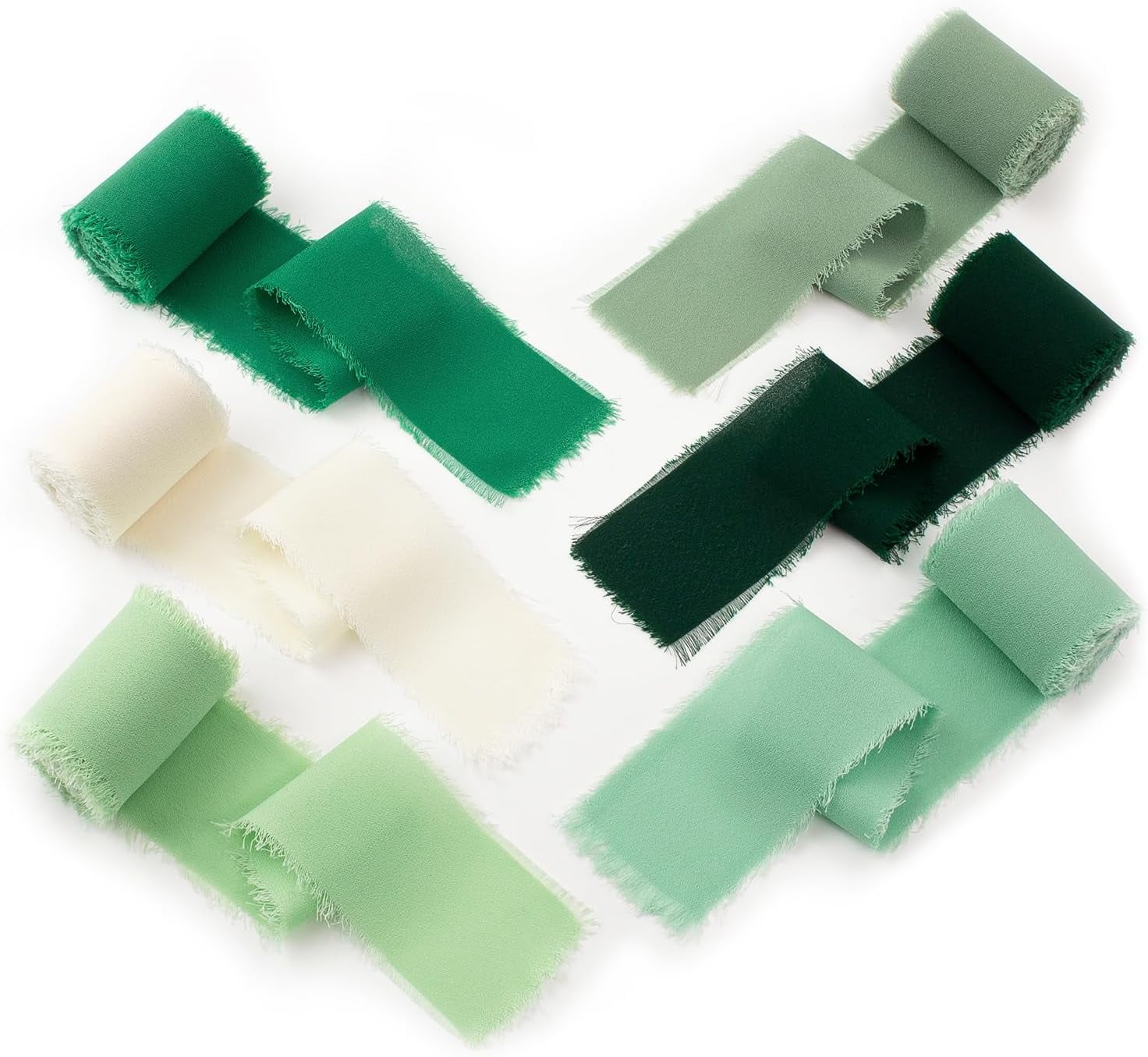 NANAHuang Chiffon Ribbon 6 Rolls Handmade Fringe Chiffon Silk Ribbon 1 ...