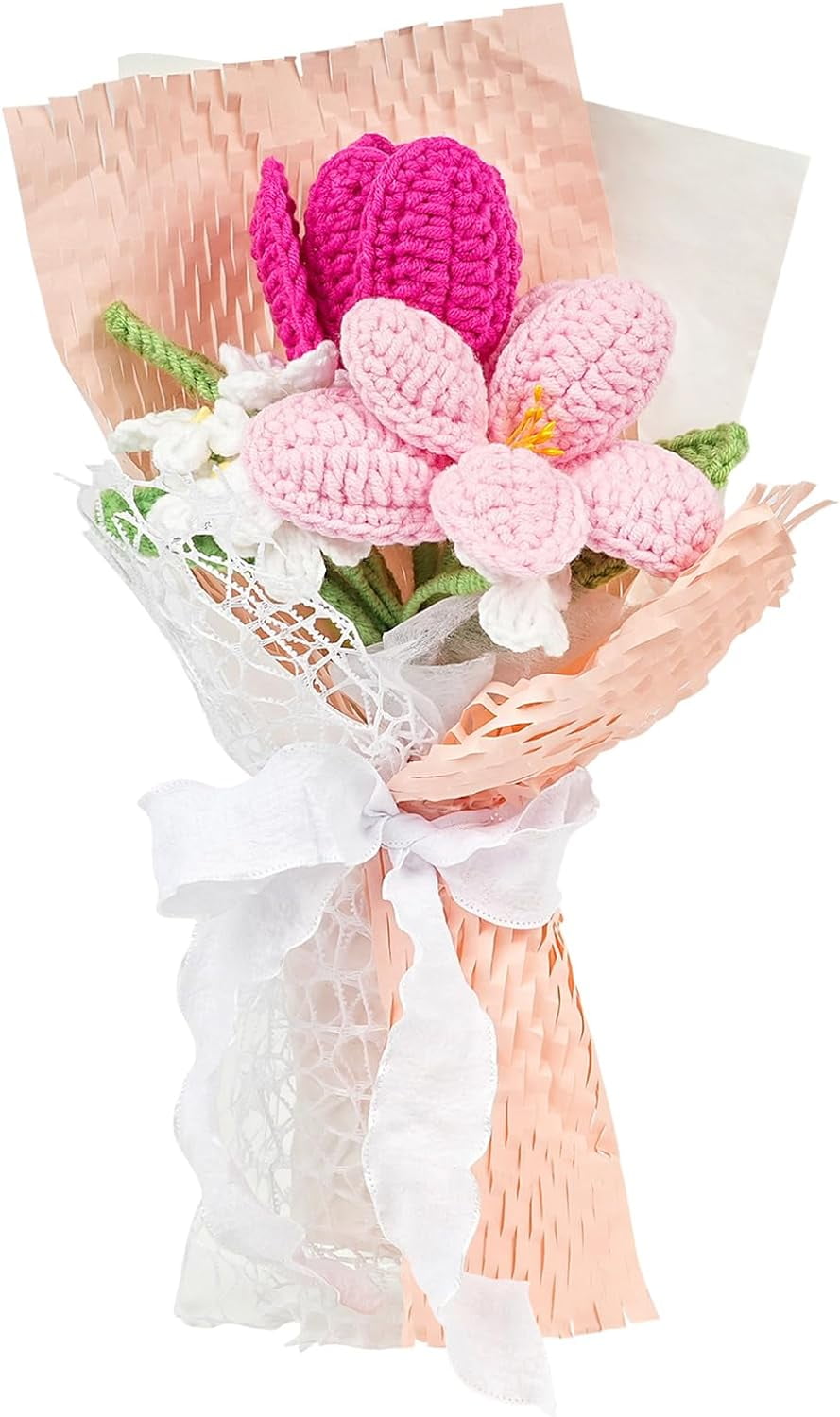 NANAHuang Crochet Rose Bouquet, Hand Knitted Red Rose Bouquet with ...