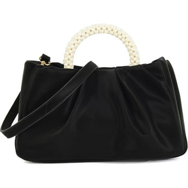 XZZ Evening Purse Women Small Pearl Handbags Soft Leather Ruched Bag ...