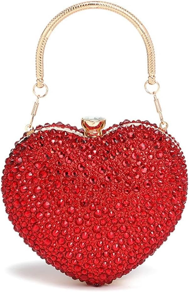 NANAHuang Evening Purses for Women Rhinestone Loving Heart Handbag ...