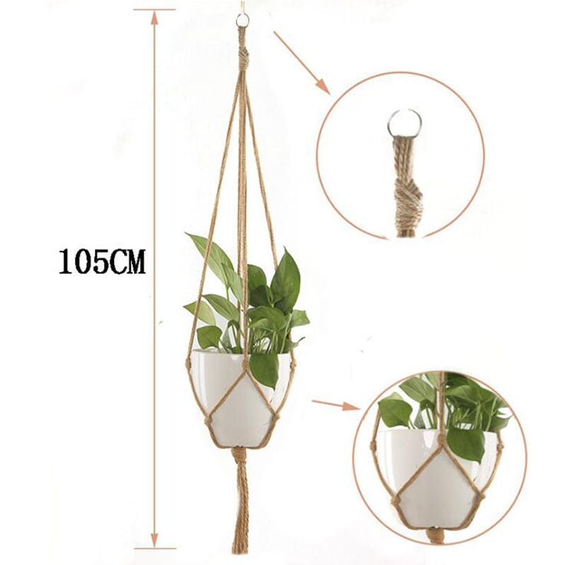 NANAHuang Flower Pot Hemp Rope Hanging Net Straw Macrame Plant Hanger ...