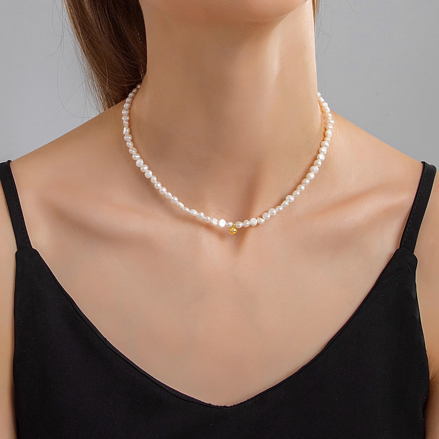 NANAHuang French White Color Baroque Freshwater Pearl Beaded Necklace ...