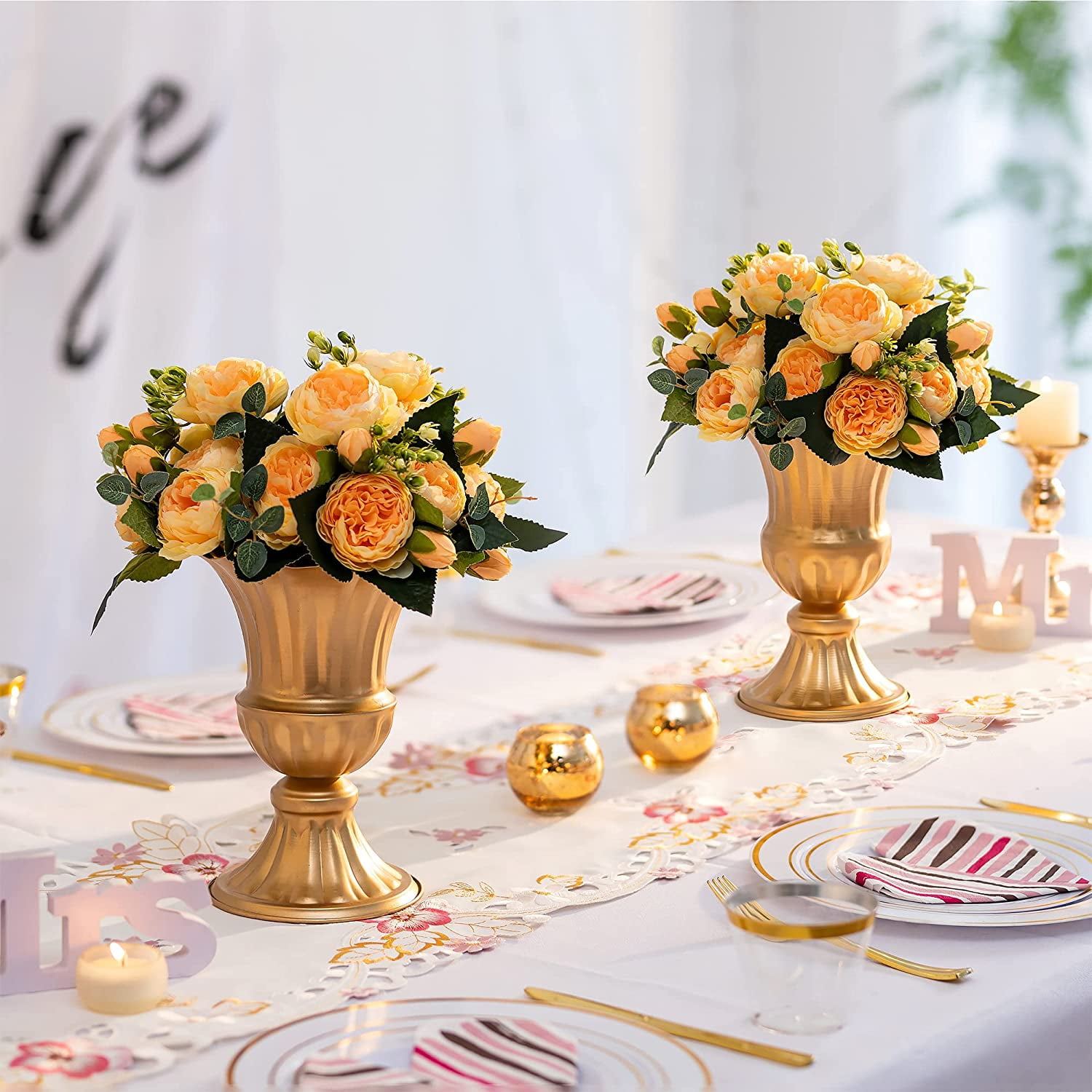 NANAHuang Gold Flower Arrangements Vase for Wedding Table Centerpiece ...