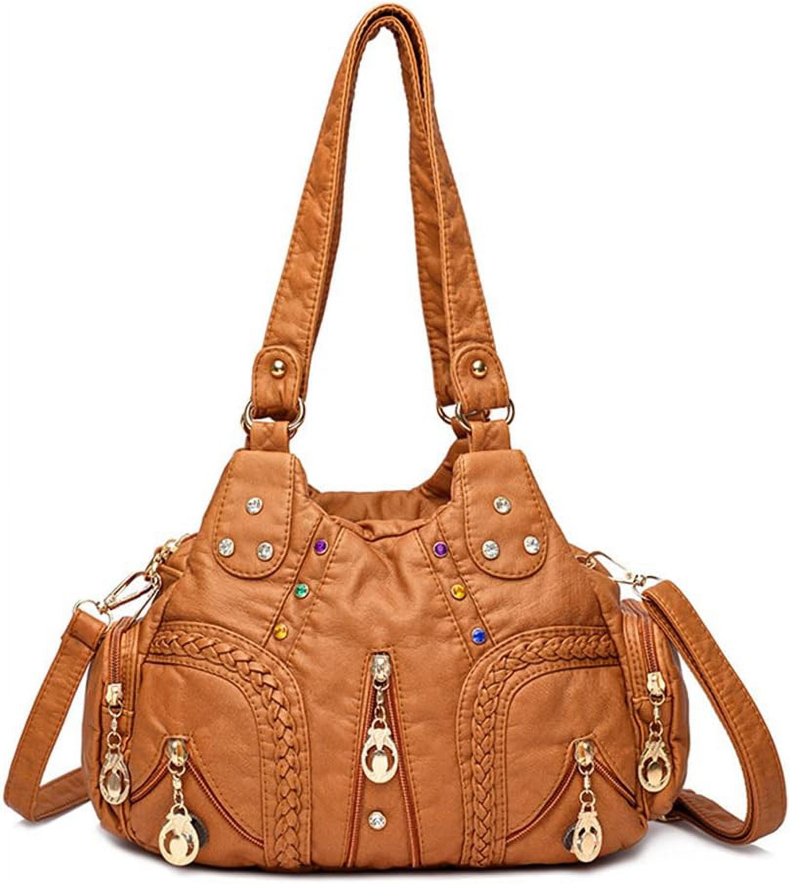 NANAHuang Handbag for Women Washed Leather Hobo Crossbody Purse Stylish ...