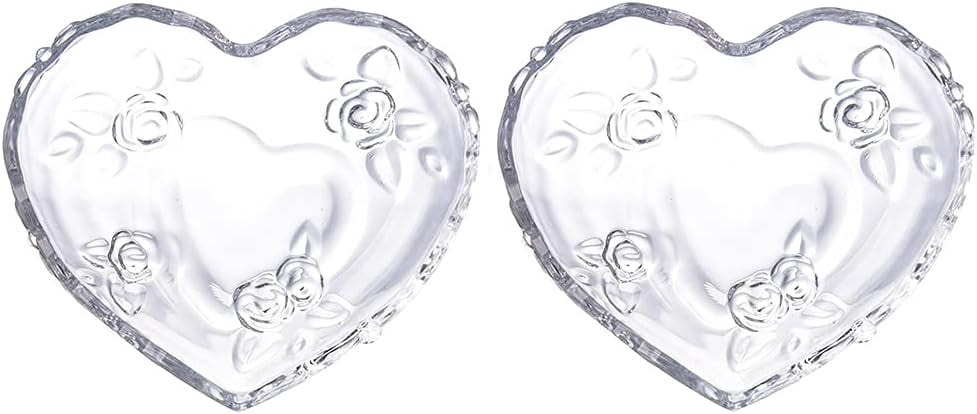 NANAHuang Heart-Shaped Embossed Glass Bowl, Fruit Salad Bowl, Dessert ...