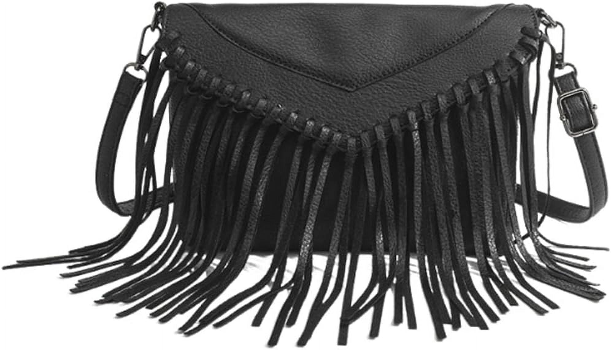 NANAHuang Hippie Suede Fringe Tassel Messenger Bag Women's PU Leather ...