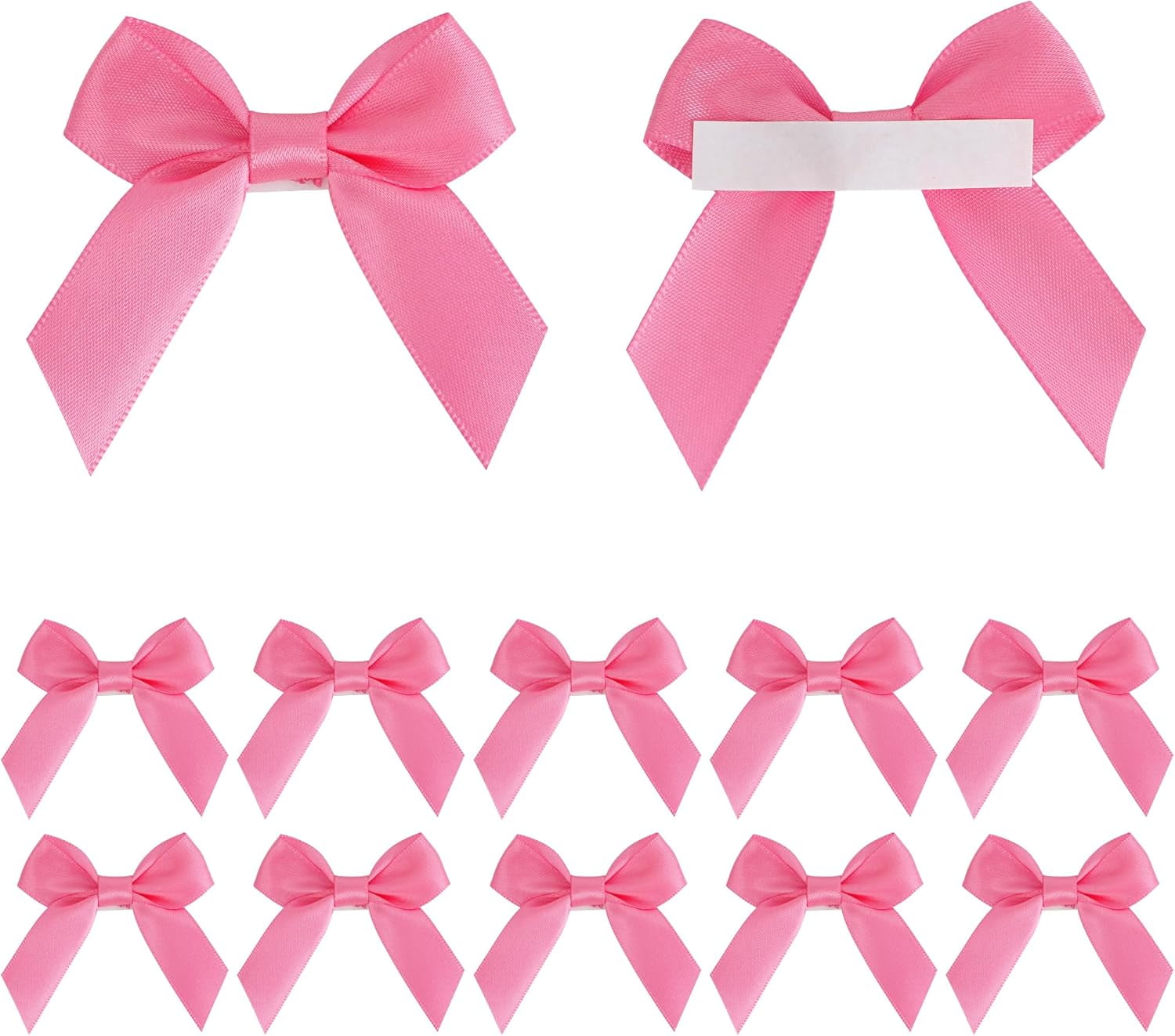 NANAHuang Hot Pink Satin Ribbon Bows 2Self Adhesive Satin Bows for Gift ...
