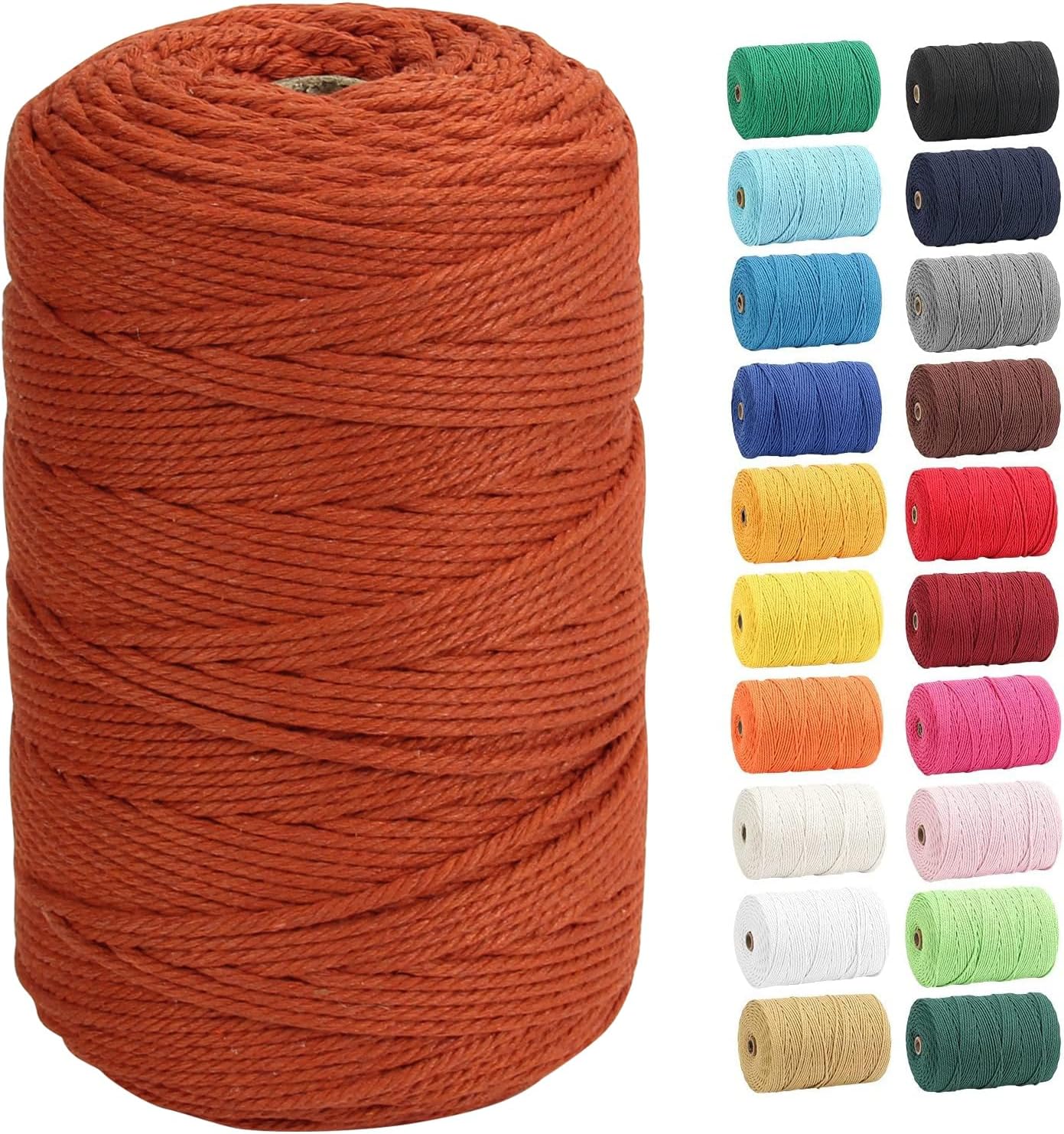 NANAHuang Macrame Cord, Natural Cotton Rope 3mm x 328 Yards 4 Strand ...