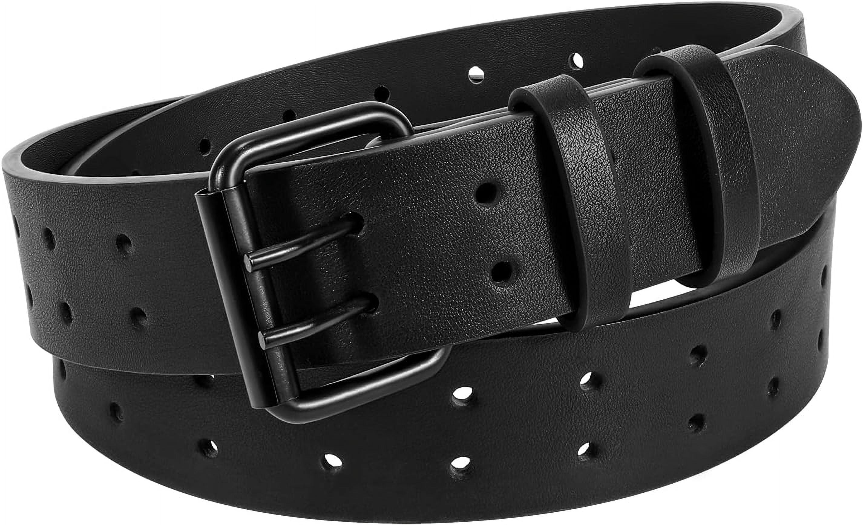 NANAHuang Men's Double Prong Belt 2 Holes Leather Jeans Belt for Men 1. ...