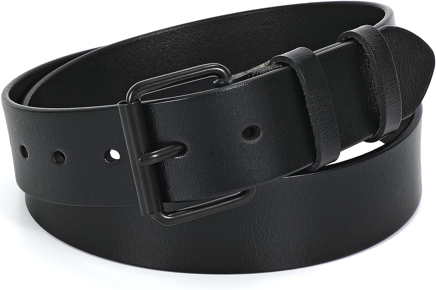 NANAHuang Men's Double Prong Belt 2 Holes Leather Jeans Belt for Men 1. ...