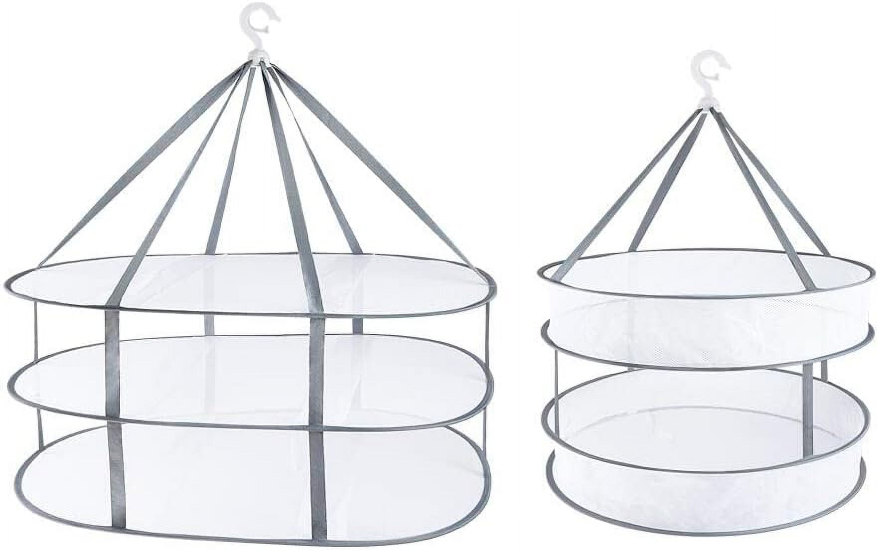 NANAHuang Mesh Clothes Drying Rack, 3-Tier Windproof Sweater Drying ...