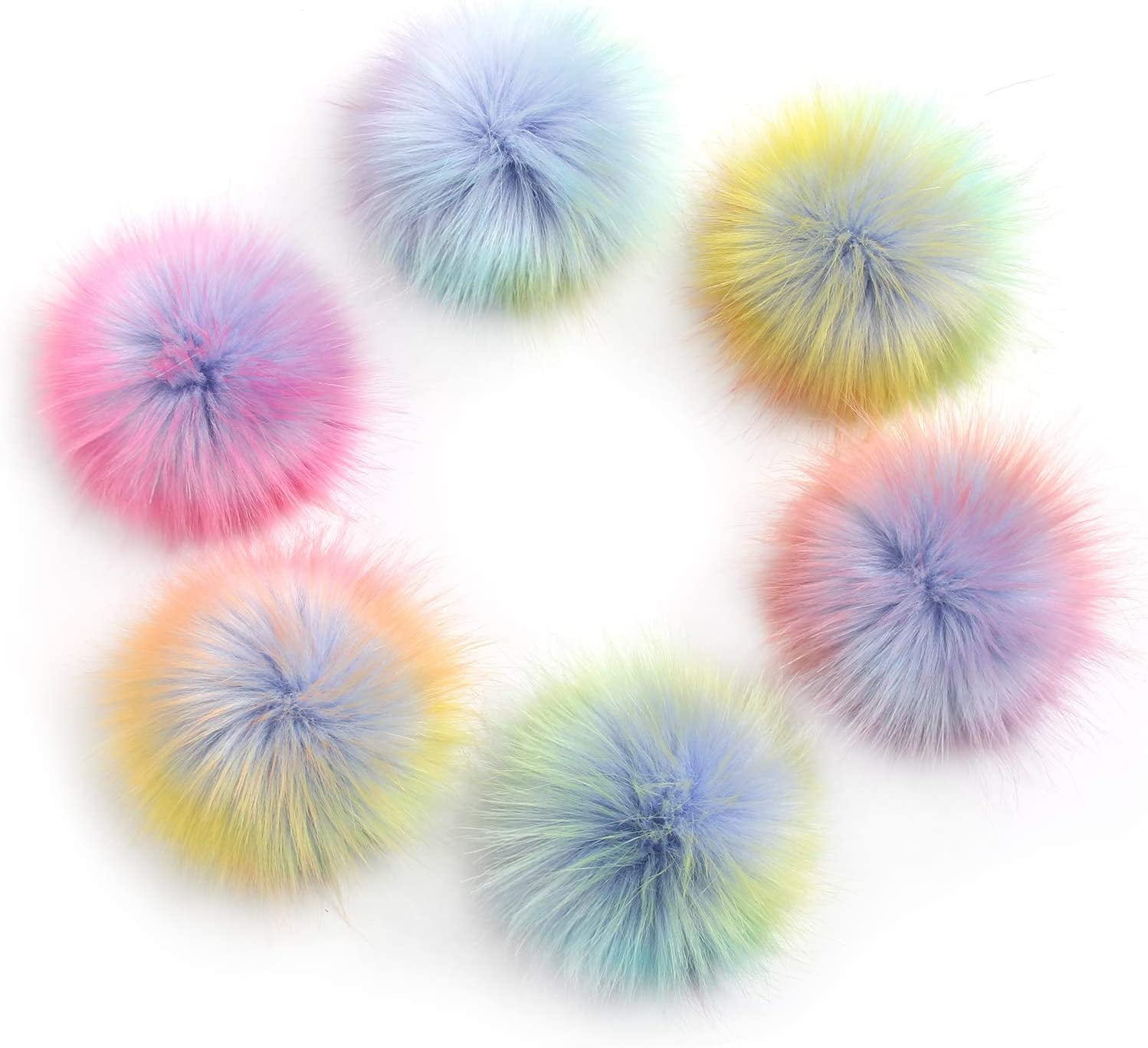 NANAHuang Pack of 6 Faux Fox Fur Pompoms 3.9inch/10CM Furry Pom Pom Ball with Elastic Loop ...