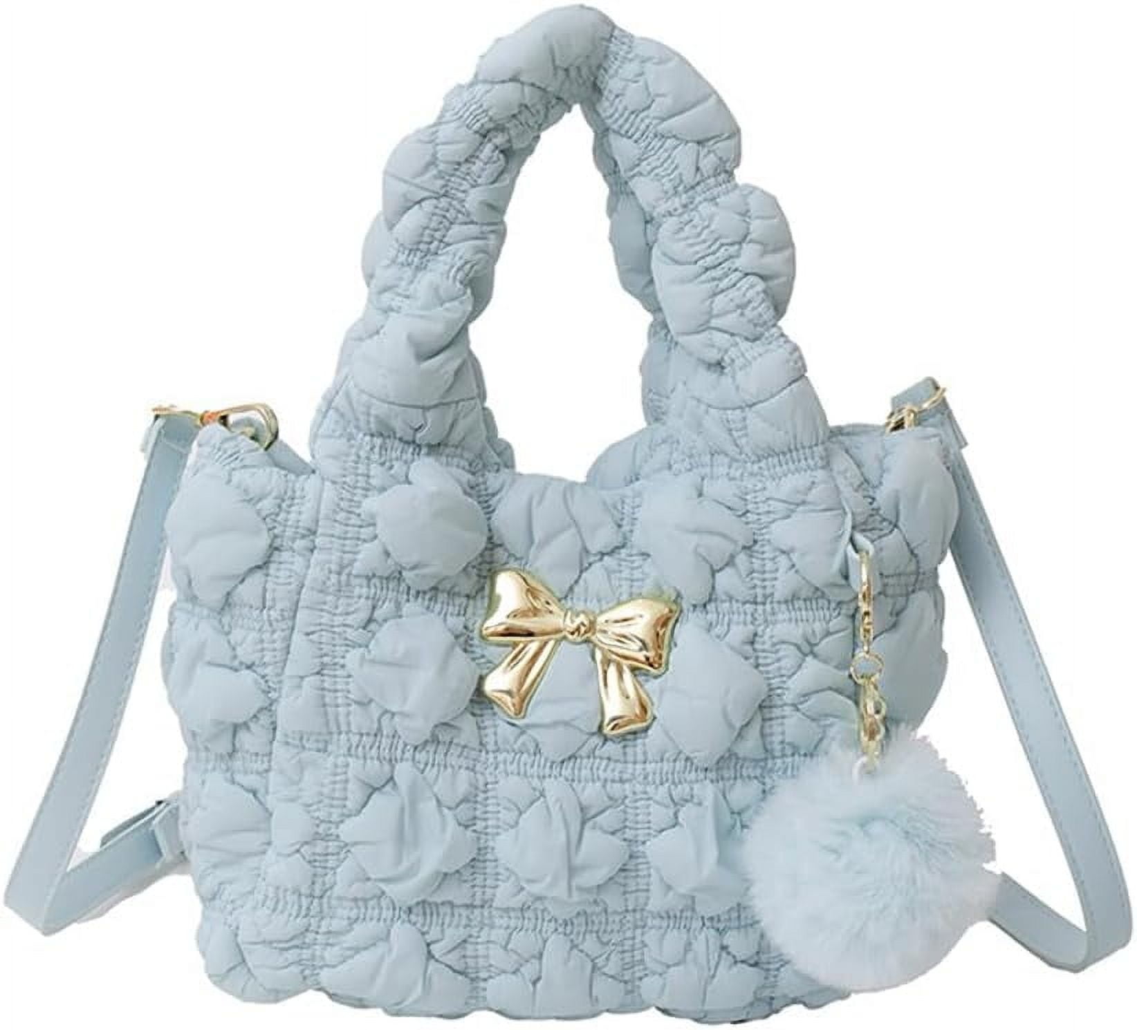 NANAHuang Quilted Puffer Crossbody Bag for Women Puffy Small Tote Bag ...