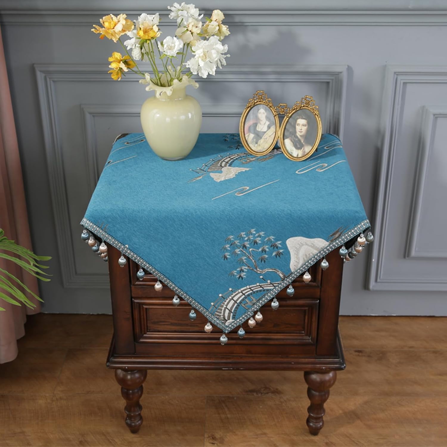 NANAHuang Rustic Square Small Tablecloth Embroidered Washable Table ...