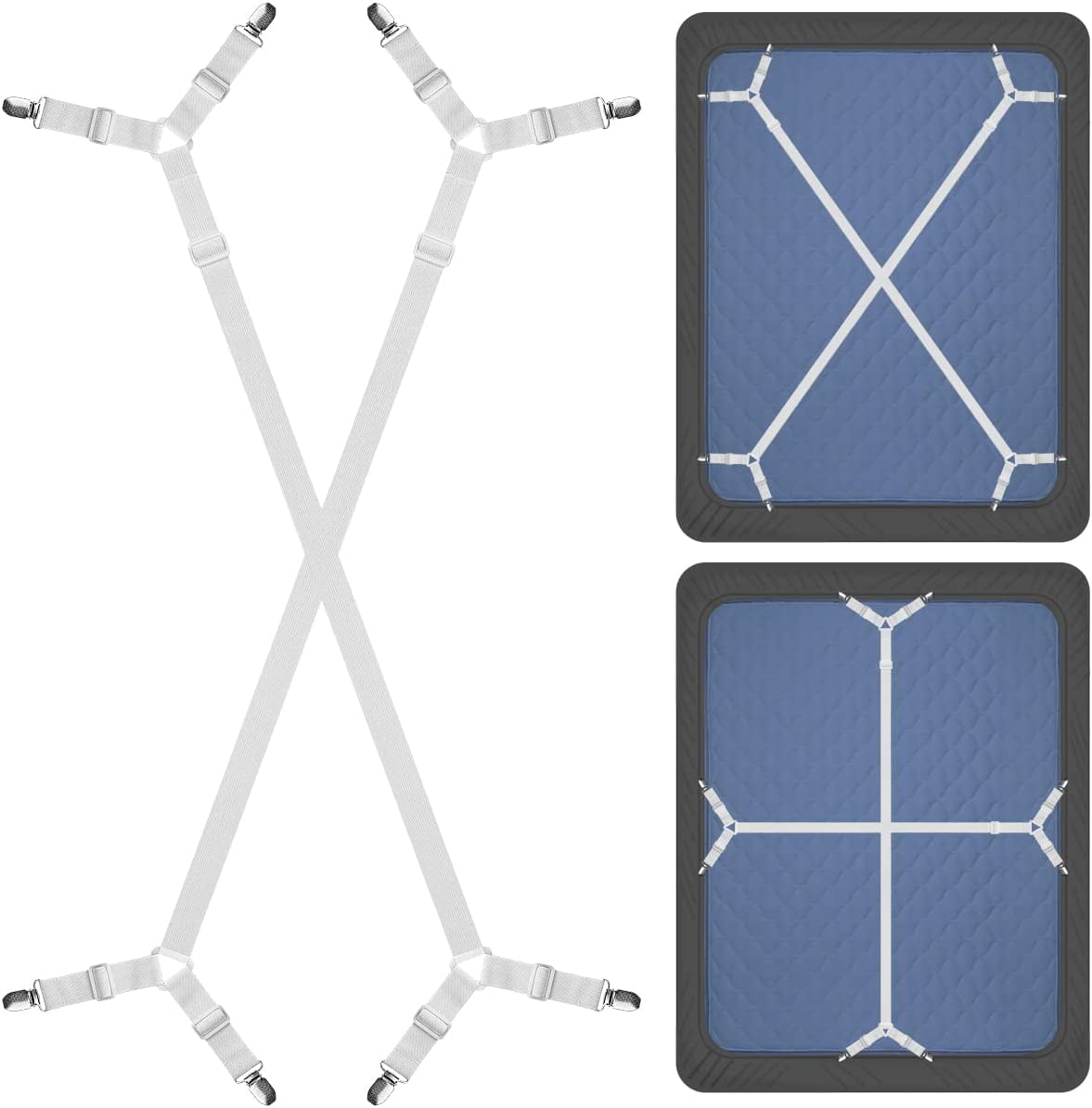 NANAHuang Sheet Suspenders Clips, Bed Sheet Straps Mattress Sheet ...