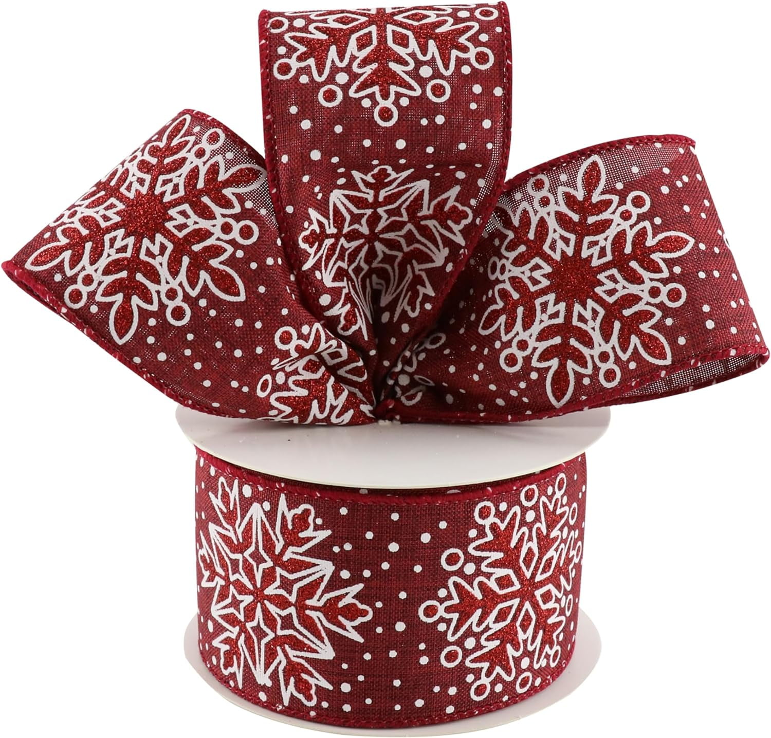 NANAHuang Snowflake Ribbon Wired 2.5x 10 Yard Ivory Wired Ribbon with ...