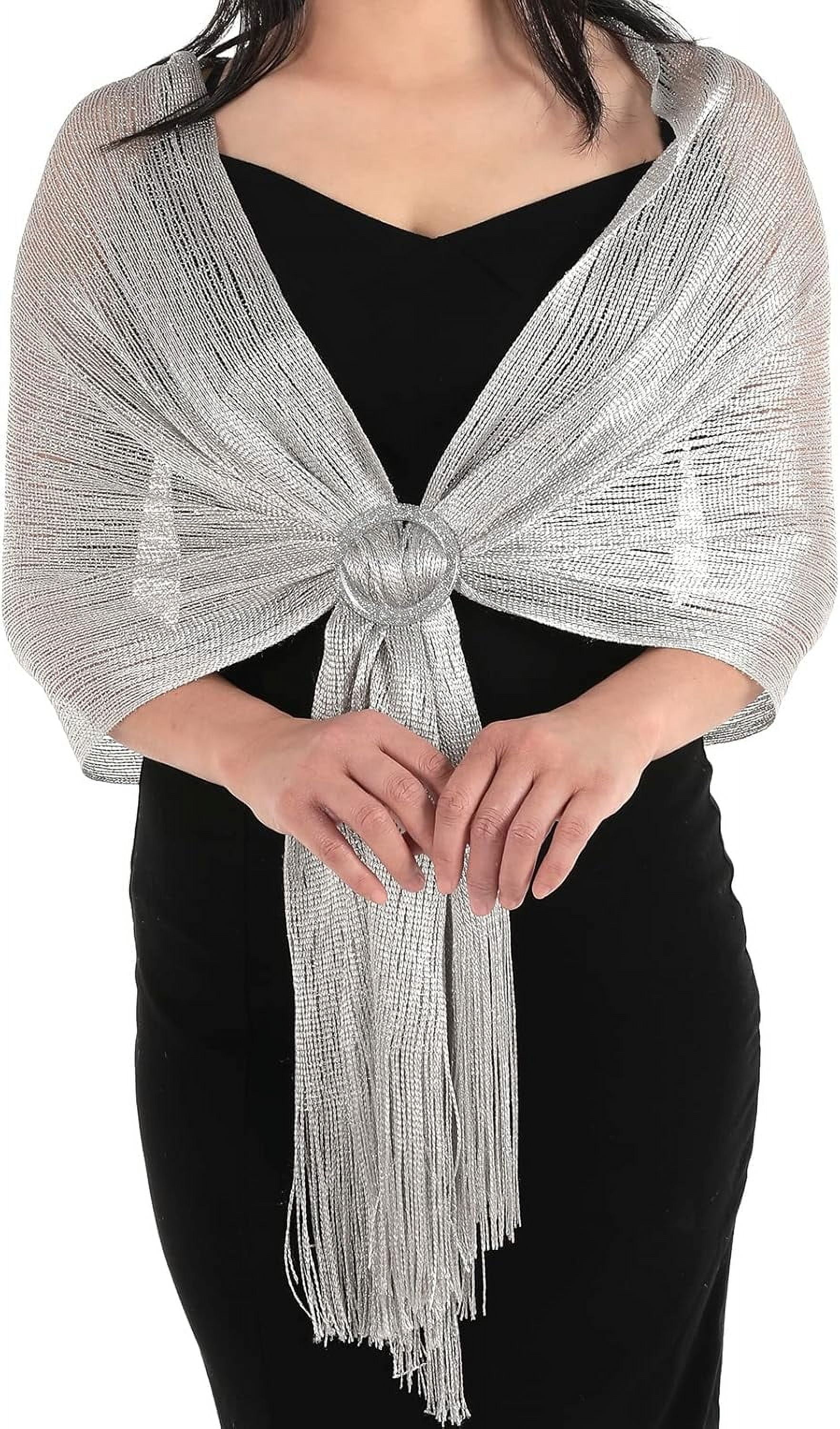 NANAHuang Sparkling Metallic Shawls and Wraps for Evening Dresses with ...