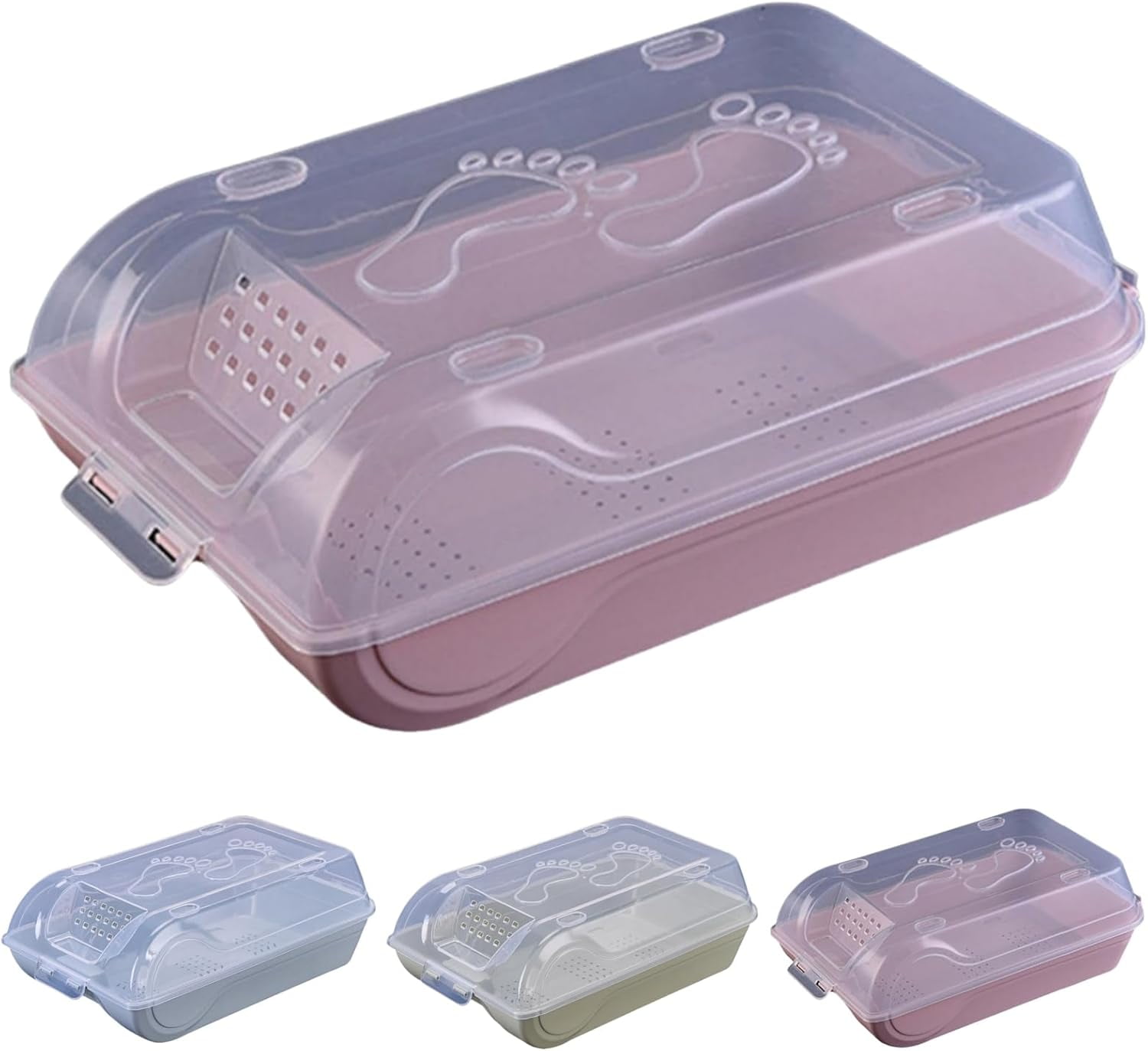 NANAHuang Stackable Shoe Storage Organizer Box w/Clear Latching ...