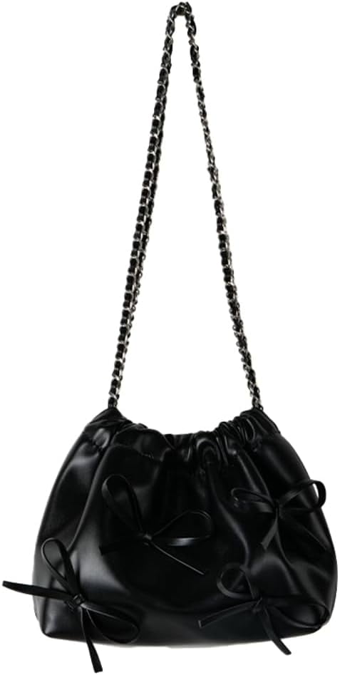 NANAHuang Trendy Small Purses Soft Leather Pleated Bucket Bags Shoulder Bag with Chain Cute Hobo ...