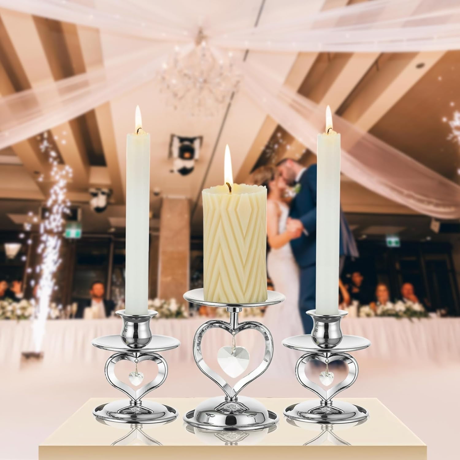 NANAHuang Unity Candle Holders for Wedding Ceremony Table Centerpiece ...