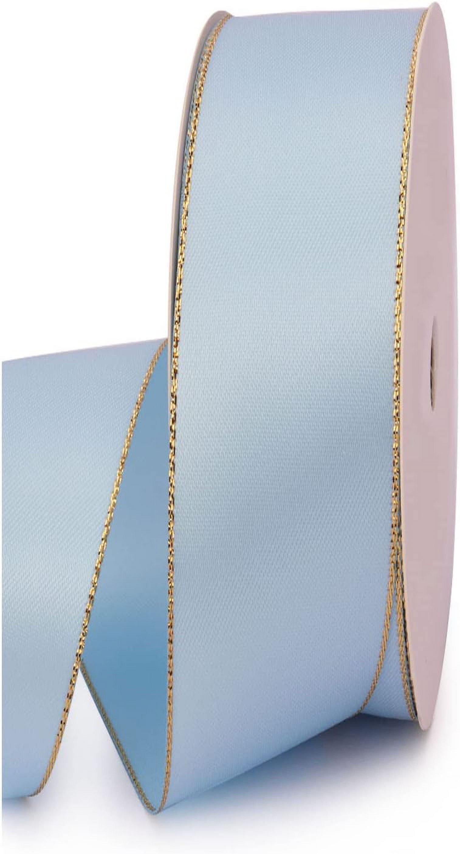 NANAHuang White Double Faced Satin Ribbon with Gold Edge, 1” Polyester ...