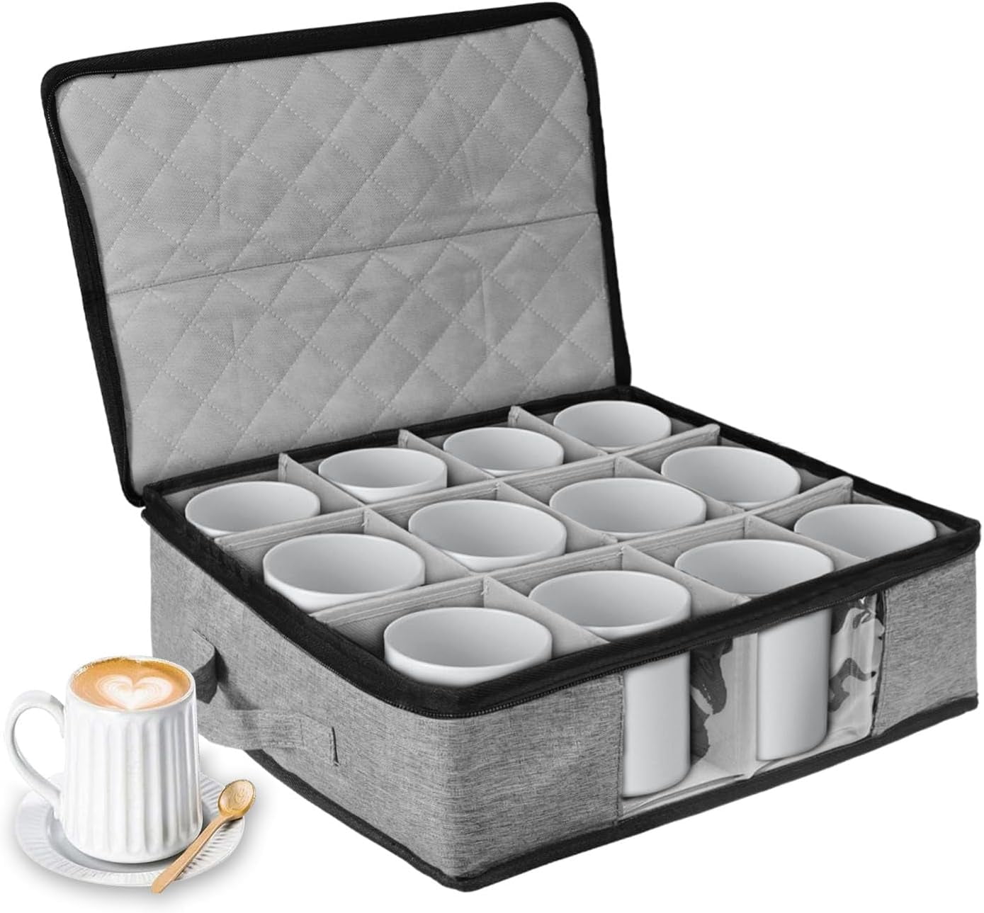 NANAHuang Wine Glass Storage Box with Dividers, Glassware Storage ...