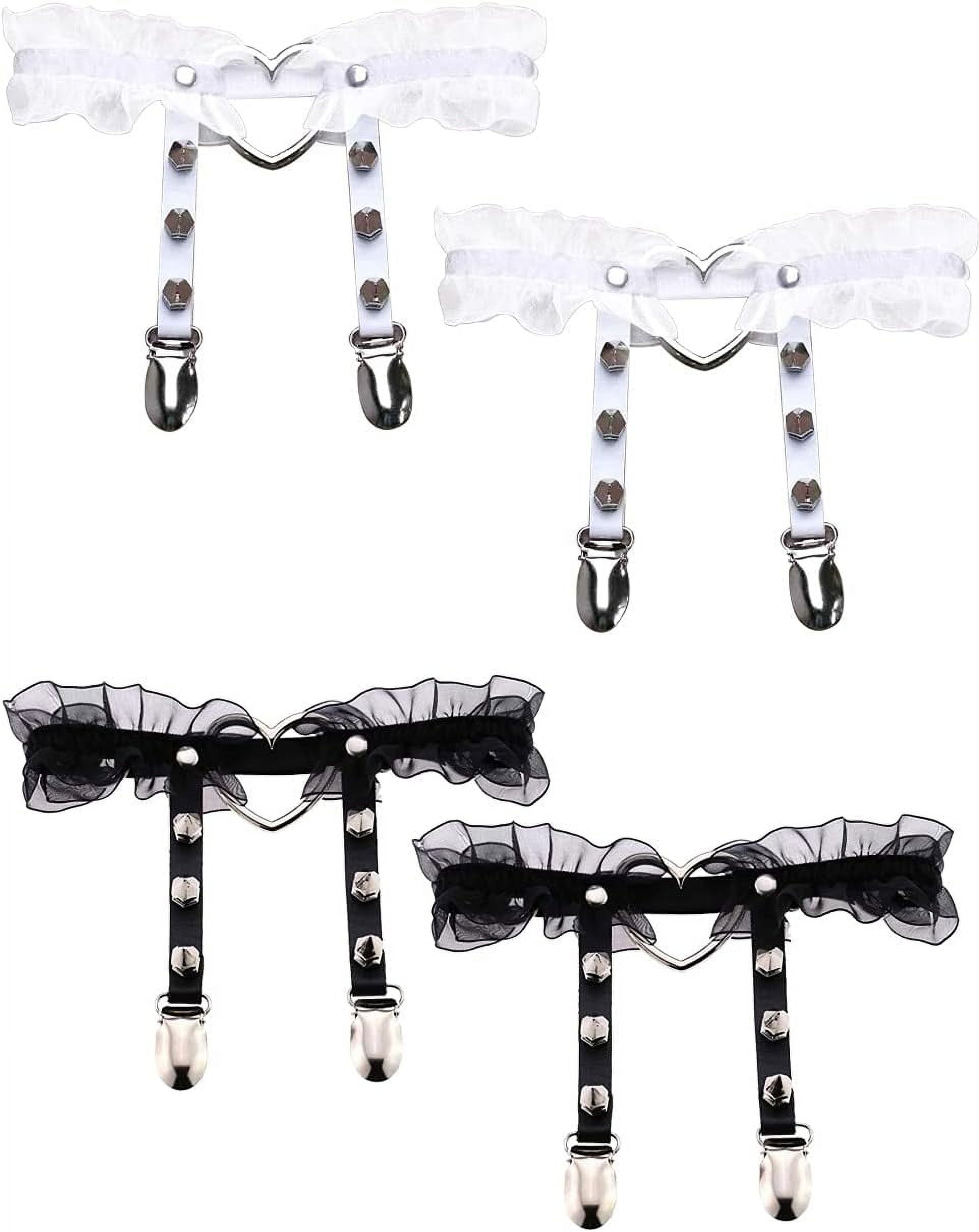 NANAHuang Women Adjustable Leather Thigh Garter,Lace Heart Shaped Leg ...