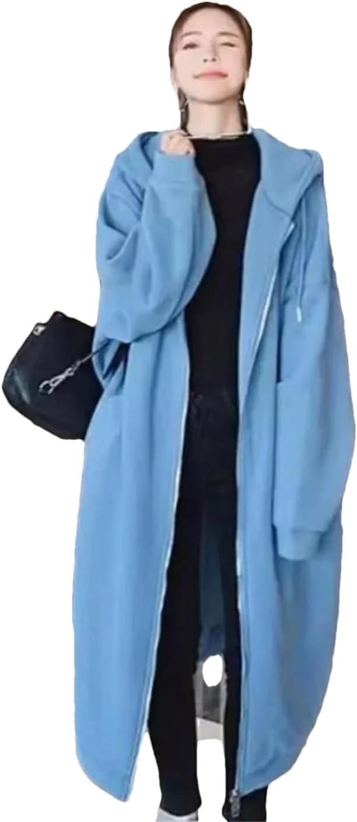 NANAHuang Women Long Trench Coat Office Lady Zipper Outwear Long Sleeve ...