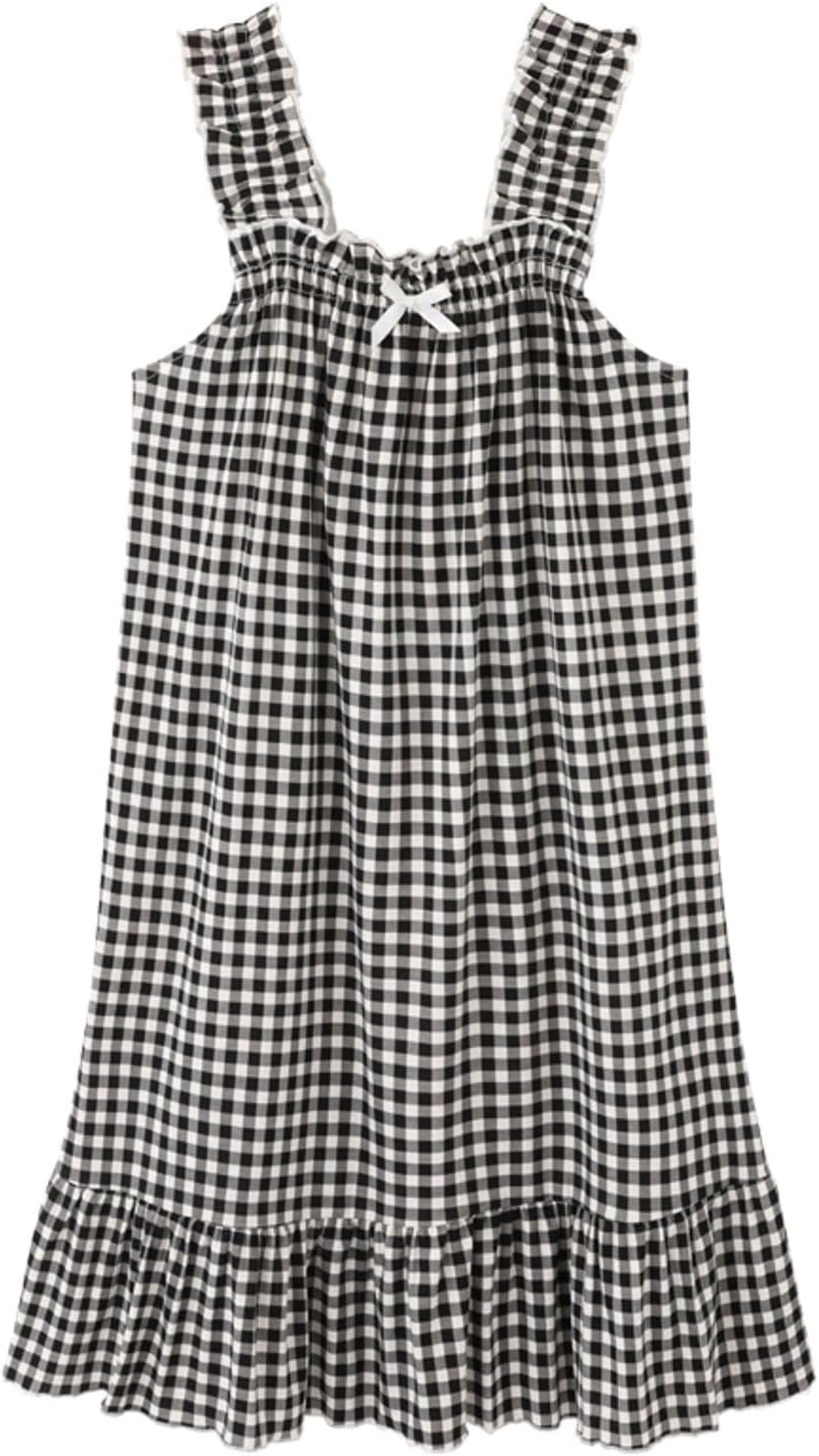NANAHuang Women's Cotton Pajamas Cute Nightgown Comfy Bowknot Frilly ...