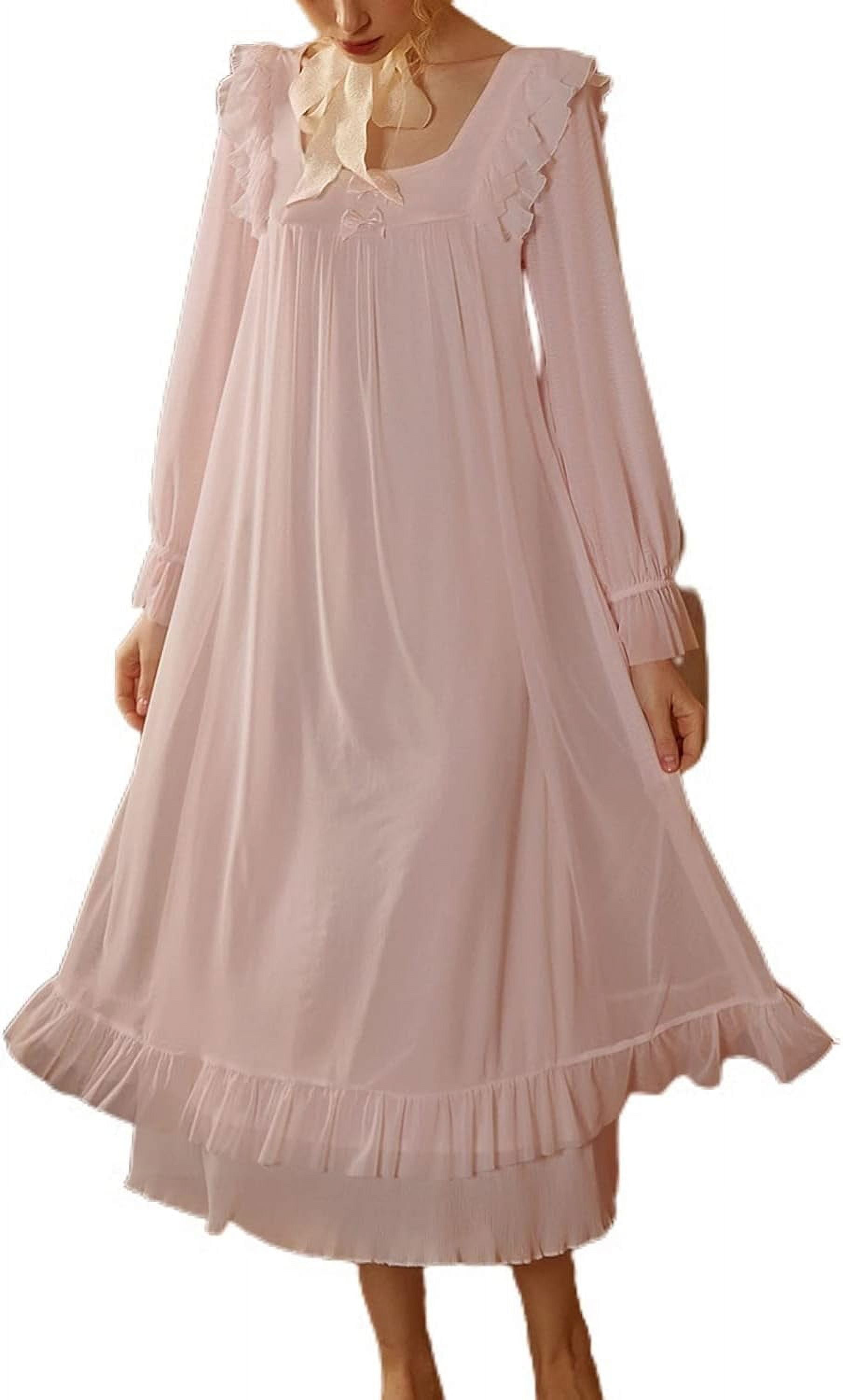 NANAHuang Women's Victorian Nightgowns Vintage Ruffle Sleep Dress Maxi ...