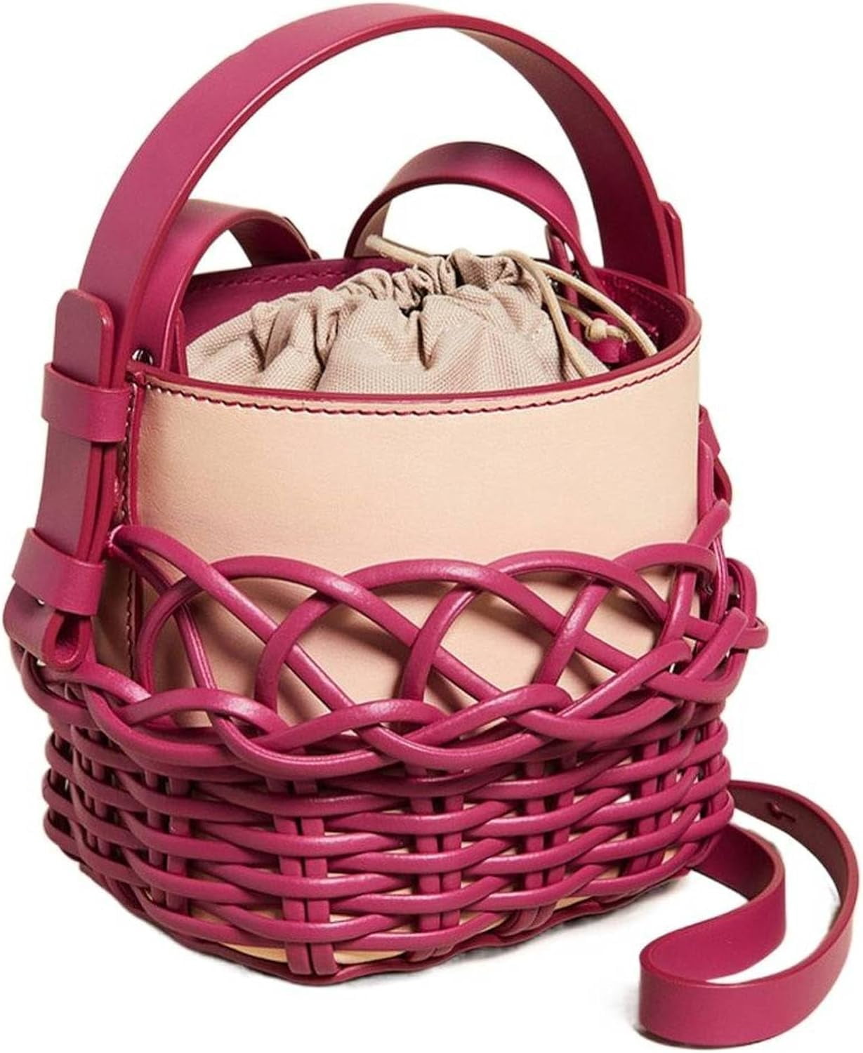 NANAHuang Women's Woven Basket Bag, Beach Grass Bucket Package Cane ...