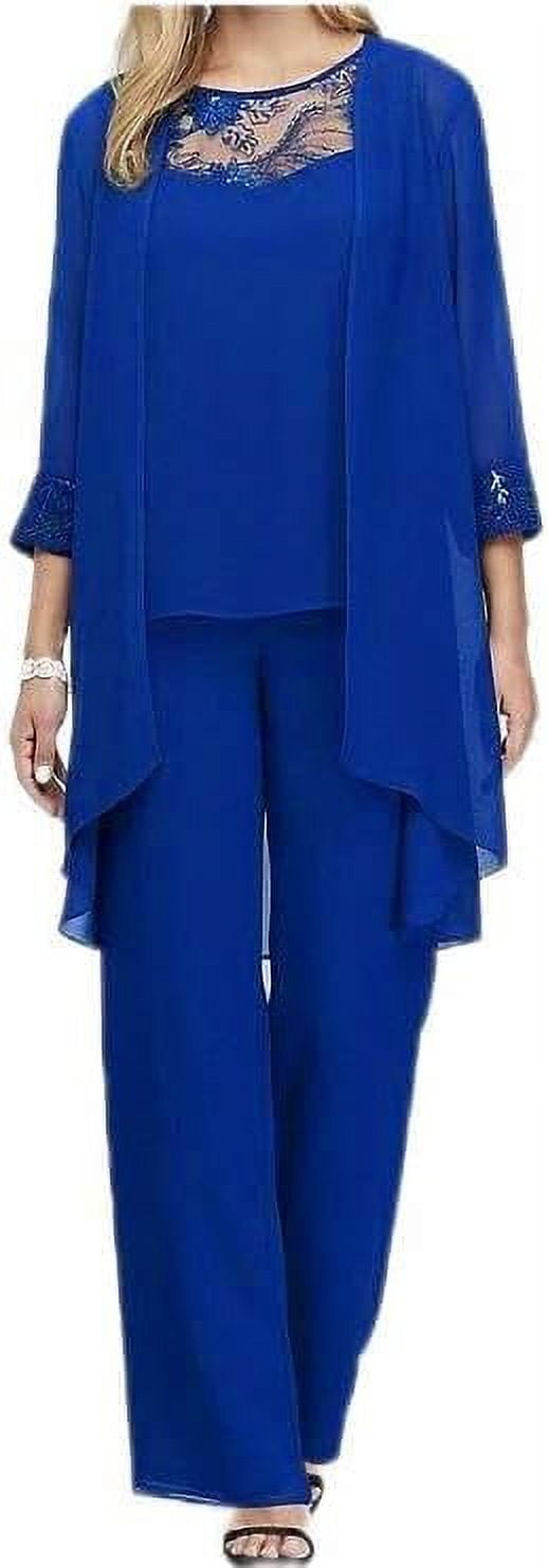 NANAHuang Womens Chiffon 3 Piece Outfits Lace Splicing Trendy Elegant ...