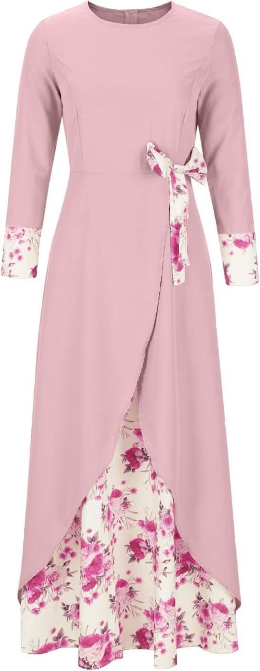 NANAHuang Womens Dubai Outfits Flowy Floral Muslim Maxi Dress Long ...