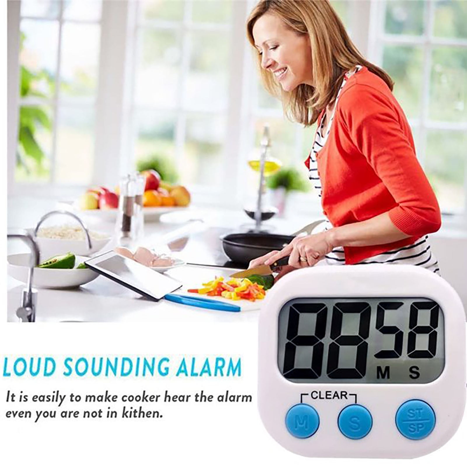 NANDIYNZHI Big Deals 2 Pack Digital Kitchen Timer Big Digits Loud Alarm ...