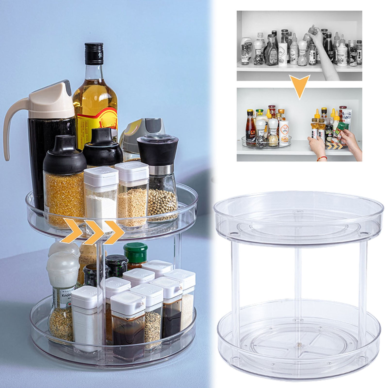 NANDIYNZHI Big Deals Plastic Spinning 2 Tier Lazy Turntable Storage ...