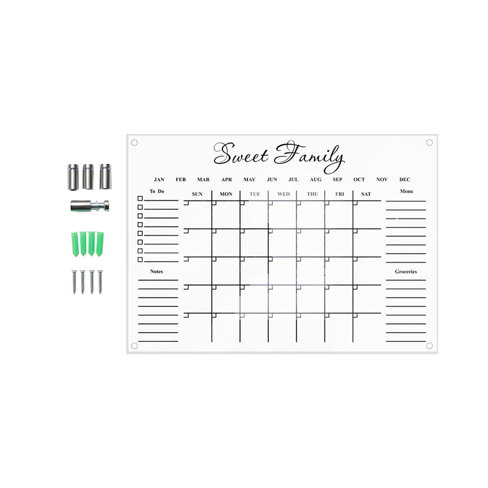 NANDIYNZHI home & kitchen Wall Acrylic Weekly Planner Board Clear Dry ...