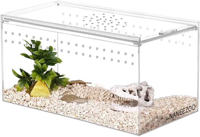 NANEEZOO Magnetic Acrylic Reptile Terrarium Enclosure, 8" x 4" x 4 ...