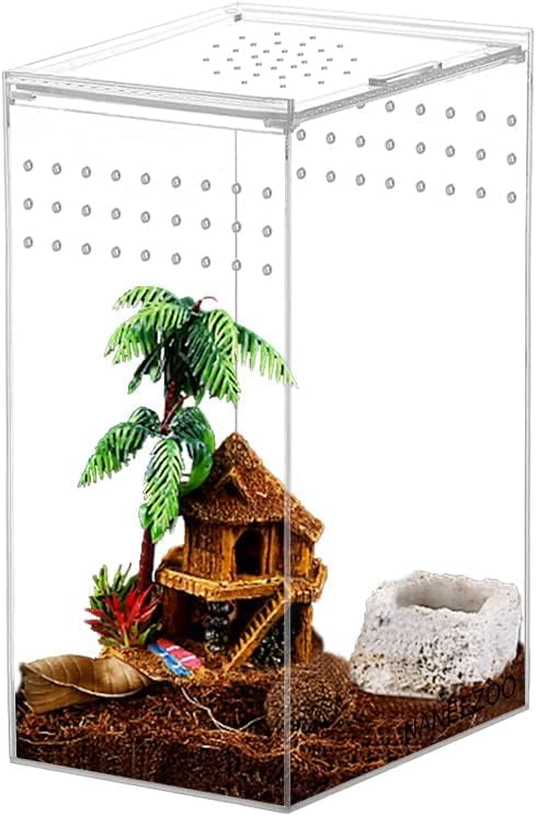 NANEEZOO Magnetic Acrylic Reptile Terrarium Enclosure, Reptile Insect ...
