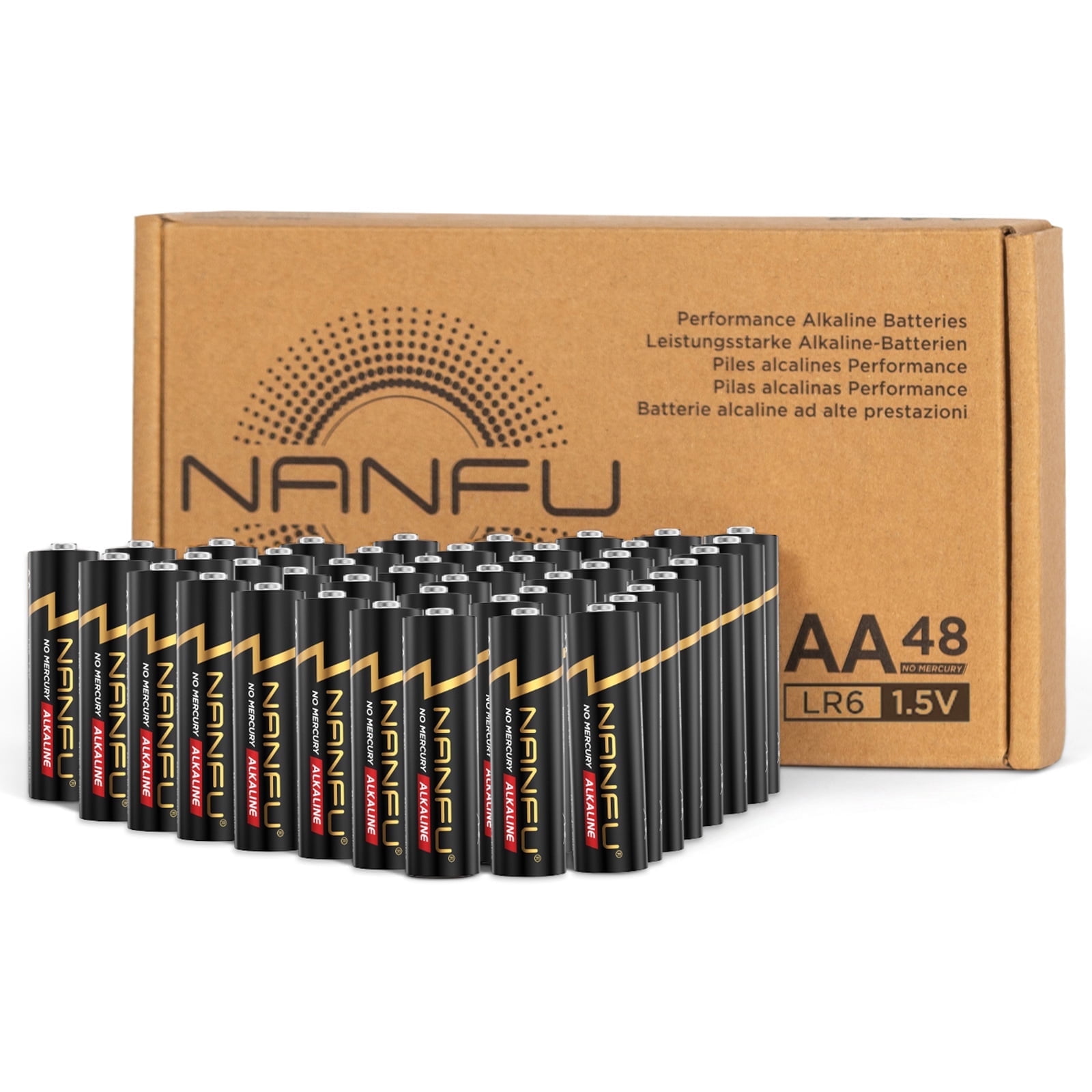 NANFU Alkaline AA Batteries (48 Pack), Double A Batteries, 1.5 Volts ...