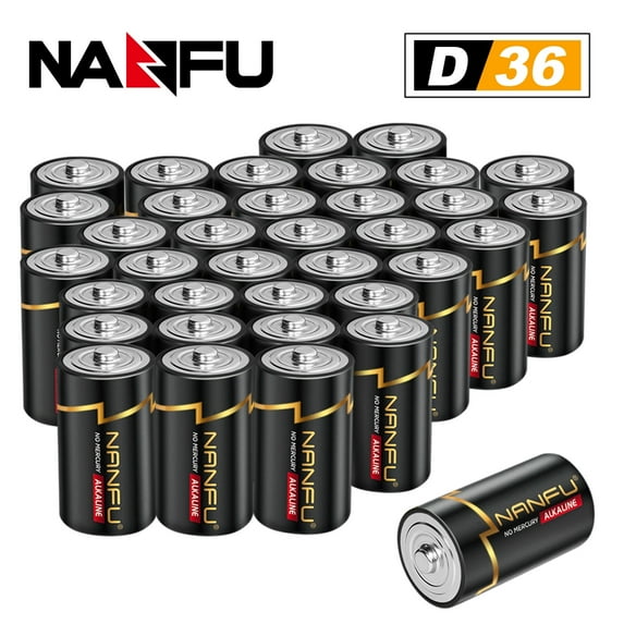 NANFU Alkaline D Batteries (36 Count), Alkaline D Cell Batteries, 1.5 ...