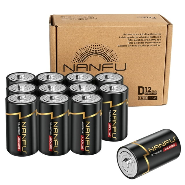 NANFU Alkaline D Batteries (12 Pack), Alkaline D Cell Batteries, 1.5 ...