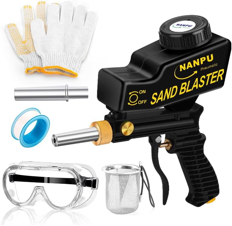 NANPU Air Sand Blaster Gun with Gravity Feed - Metal Nozzle, Plastic ...