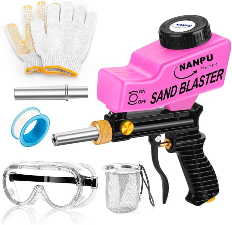 NANPU Air Sand Blaster Gun with Gravity Feed - Metal Nozzle, Plastic Body | for Paint, Rust ...