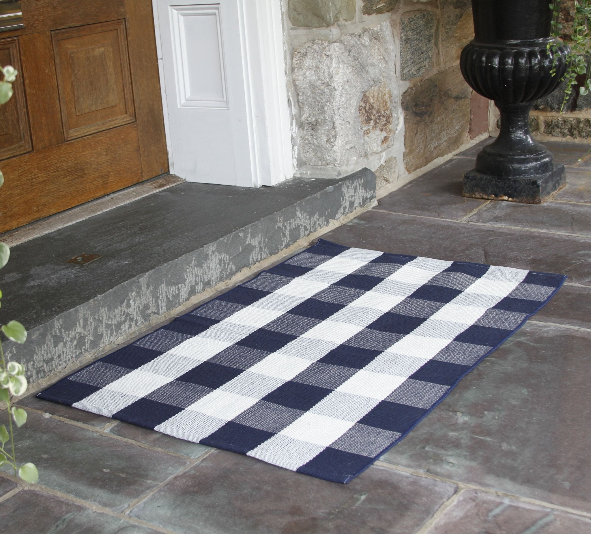 NANTA Navy and White Rug Cotton Buffalo Plaid Rug Buffalo Check Rug ...