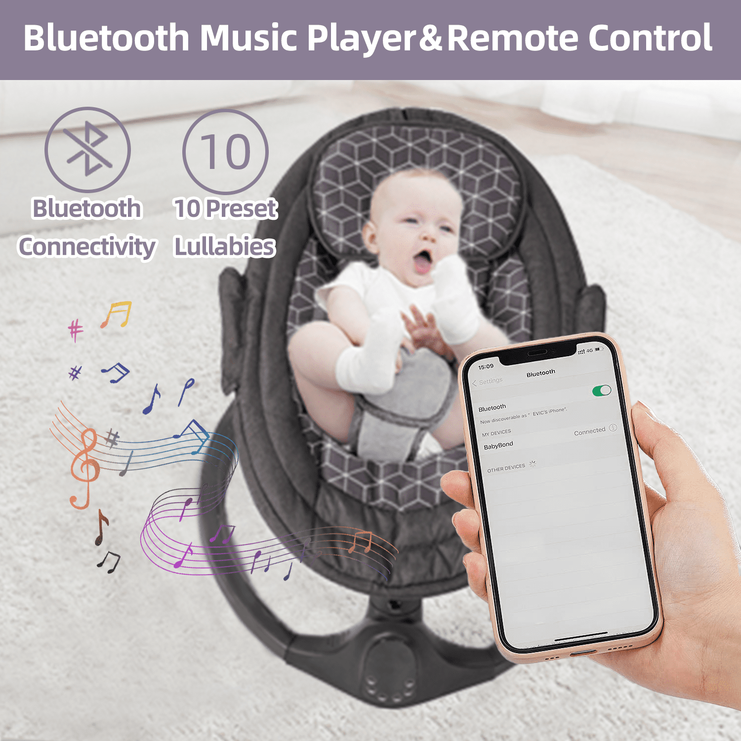 NAPEI Baby Swing for Infants to Toddler, Remote Control & 5 Speed ...