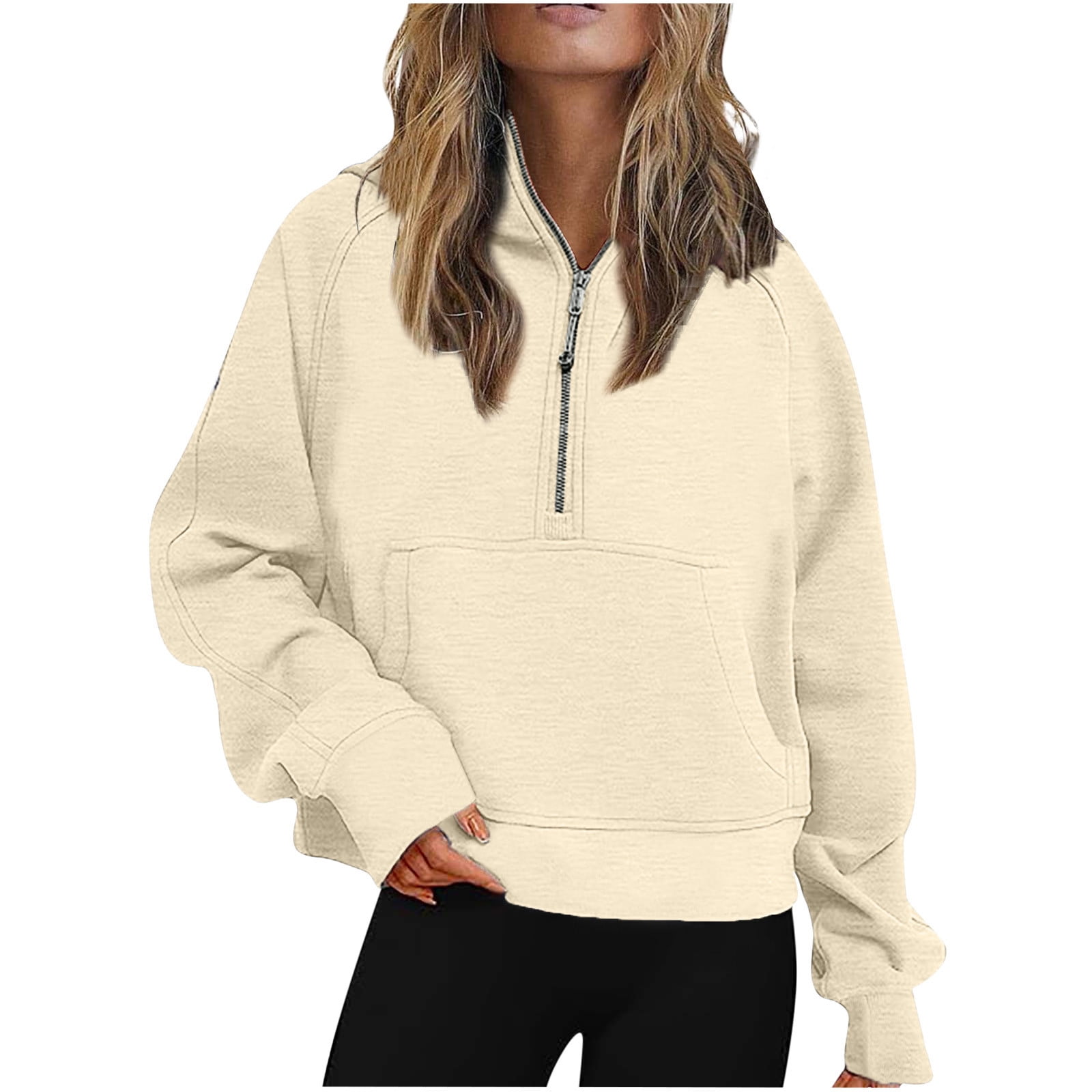 NARABB Women Half Zip Cropped Hoodies Fleece Quarter Zip Up Pullover ...