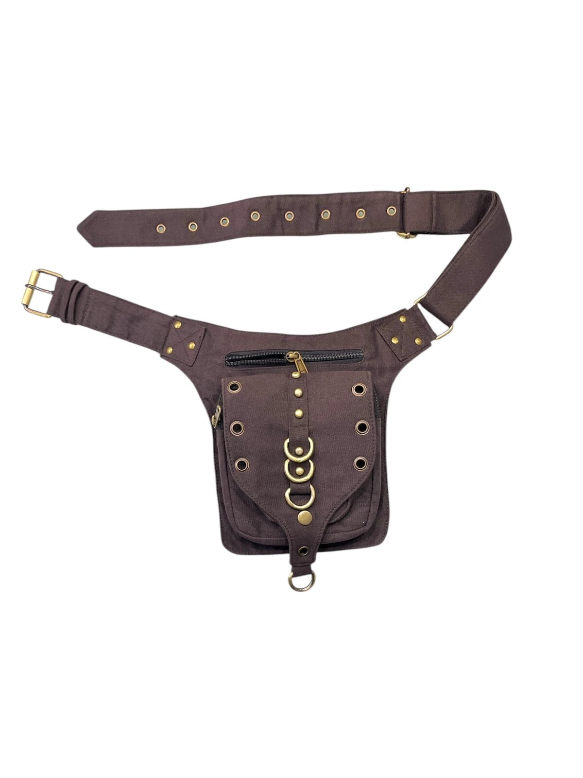 Narayani Crafts Unisex Fanny Pack Utility Waist Bag Cotton Canvas Brown ...