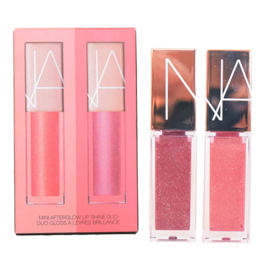 Nars Mini Afterglow Lip Shine Gloss Set Orgasm Sheer Peachy Pink With Golden Shimmer