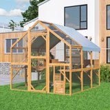 NARTRU Large Wooden Outdoor Cat House, Cat Run Enclosure Walk in Cat ...