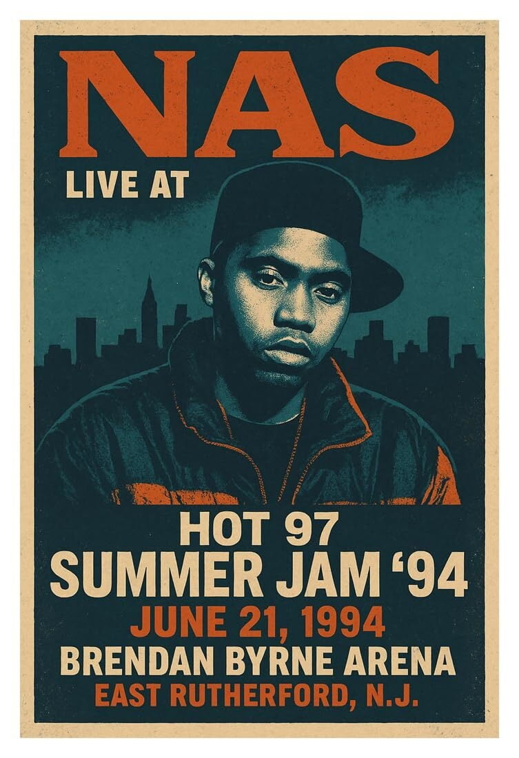 NAS Poster, Live at Summer Jam, 1994, New Jersey, Art Print - Walmart.com